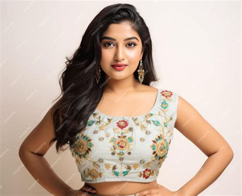 Premium Photo Stylish Chubby Indian Girl In Vintage Crop Top