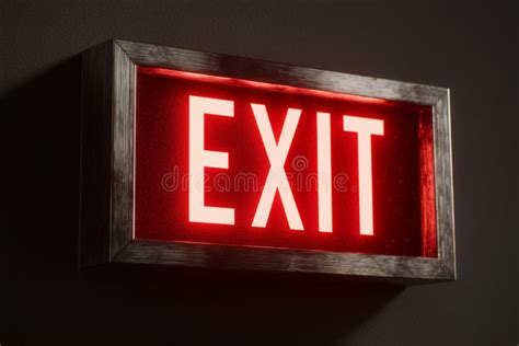 3d Illuminated Exit Sign With Red Letters Providing Clear Direction In Emergency Situations