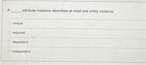 Solved A Attribute Instance Describes At Most One Entity