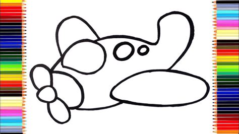 Как нарисовать Самолёт мультик раскраска самолет для детей учим цвета Youtube