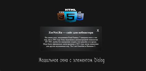 Модальное окно Html5 с элементом Dialog