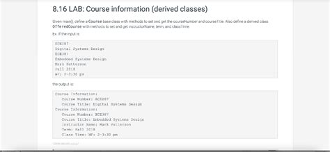 Solved 816 Lab Course Information Derived Classes Given
