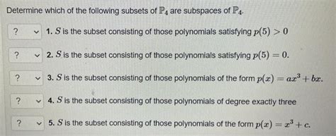 Solved Determine Which Of The Following Subsets Of P Are Chegg Com