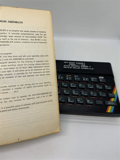 Sinclair Zx Spectrum Black Keyboard And Assembler Book Vintage Keepsakes