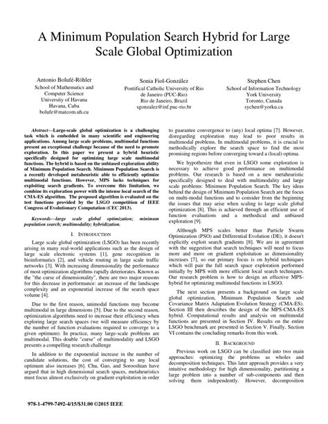 Pdf A Minimum Population Search Hybrid For Large Scale Global