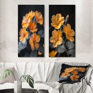Romantic Black And Yellow Geraniums Photo I Geraniums Wall Art Set Of