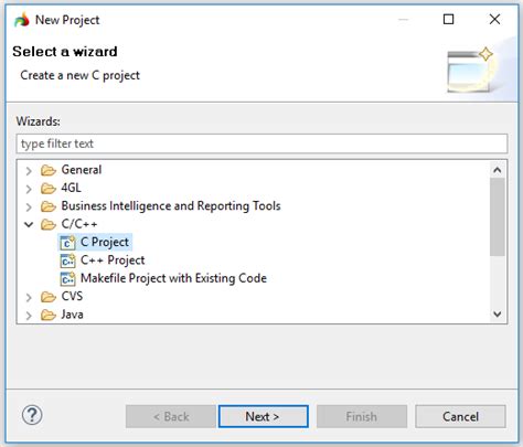 creating new c c projects