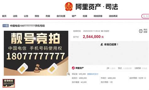 两个尾号8个“7”的手机号码拍卖均以200多万成交 法院回应称竞买人同一人过户网络平台套餐