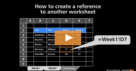 How To Create A Reference To Another Worksheet Video Exceljet