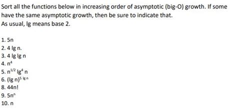 Solved Sort All The Functions Below In Increasing Order Of Chegg