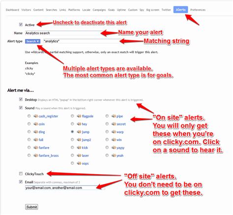 Help Alert Setup Clicky Website Analytics