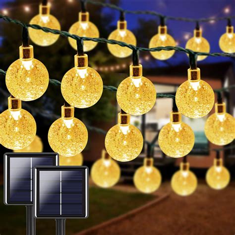 2 Pack 64ft 100 Led Crystal Globe Solar String Lights Outdoor Waterproof Solar Lights For