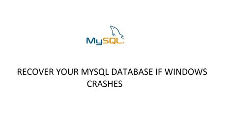 Restoring Mysql Database From Physical Files Recover Mysql If Windows