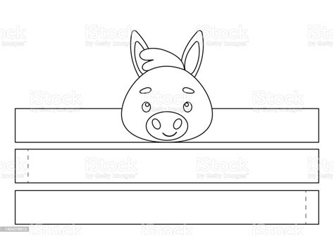 인쇄 가능한 당나귀 종이 크라운 엔터테인먼트를위한 재미있는 액세서리 Diy는 생일 크리스마스 베이비 샤워를위한 파티 리본 템플릿을 잘라냅니다 인쇄 색상 컷 및 접착제 벡터