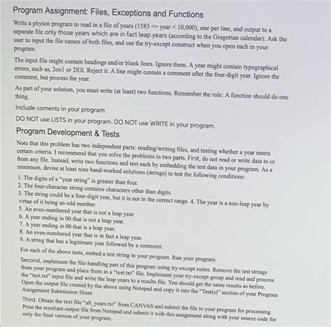 Solved Program Assignment Files Exceptions And Functions