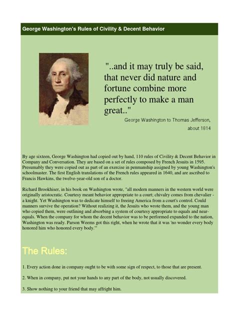 George Washingtons Rules Of Civility George Washington