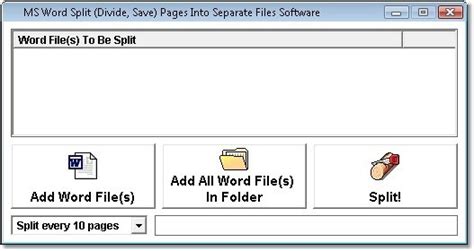MS Word Split Divide Save Pages Into Separate Files Software Main Window Sobolsoft Split