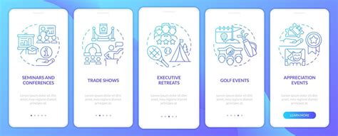 Corporate Events Types Blue Gradient Onboarding Mobile App Screen