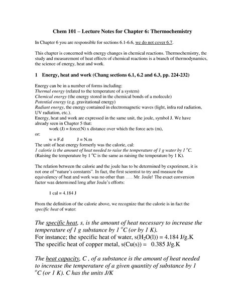 Chapter 6 Lecture Notes Chem 101 Lecture Notes For Chapter 6