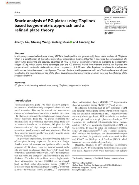 903 static analysis of fg plates using t splines based isogeometric