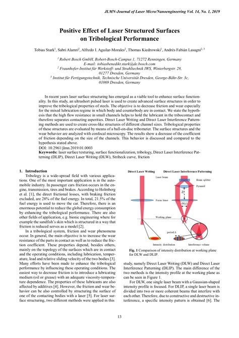 Pdf Positive Effect Of Laser Structured Surfaces On Tribological Performance
