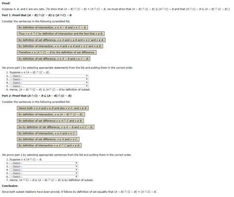 Solved Proof Suppose A B And Care Any Sets To Show That Chegg Com
