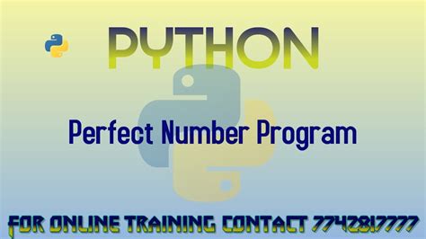 Perfect Number Program In Python In Hindi Youtube