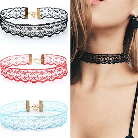 N Lace Sexy Choker Necklaces For Women Colorful Punk Hollow Colar Flower Statement Necklace