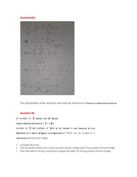 CHM2311 Prblm 2 Part 2 Question03 The Hybridization Of The Structure Must Stay The Same Even