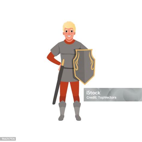 흰색 배경에 방패와 칼 벡터 일러스트와 함께 중세 전사 캐릭터 독일에 대한 스톡 벡터 아트 및 기타 이미지 독일 벡터