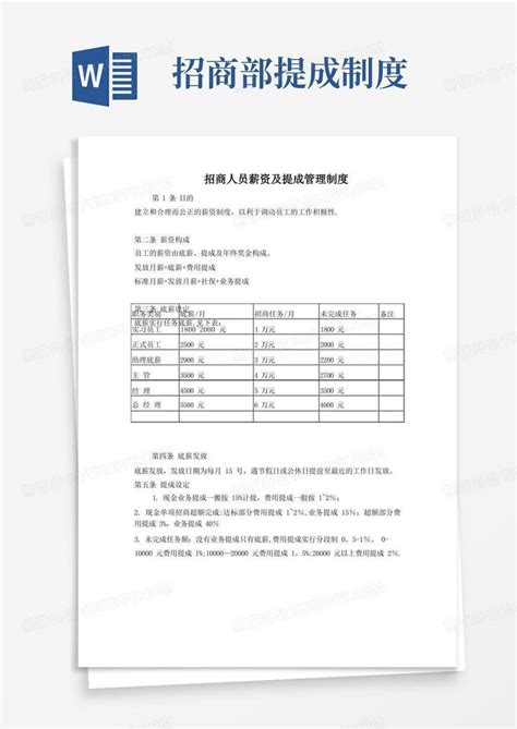 招商人员薪资及提成制度word模板下载编号lpokxpeq熊猫办公