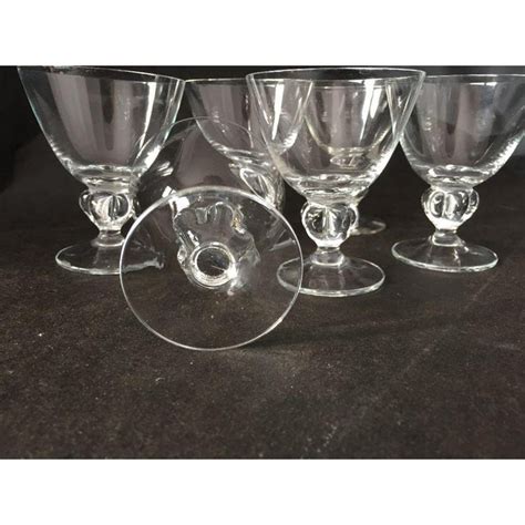 Mid Century Clear Glass Ball Stem Bar Glasses Set Of 6 Chairish