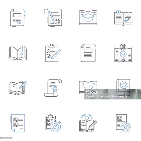 인쇄된 문서 줄 아이콘 모음입니다 잉크 프린터 종이 페이지 그래픽 텍스트 이미지 벡터 및 선형 그림 글꼴 조판 교정 개요 표지판