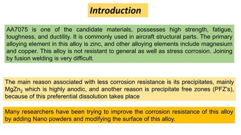 Modification Of Surface Properties Of Aa7075 ­­ By Friction Stir Processing Ppt