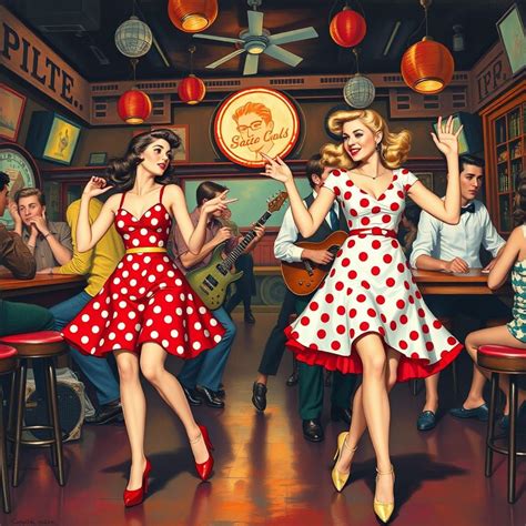 Rock A Billy Dance Party In Retro Style Ai Art