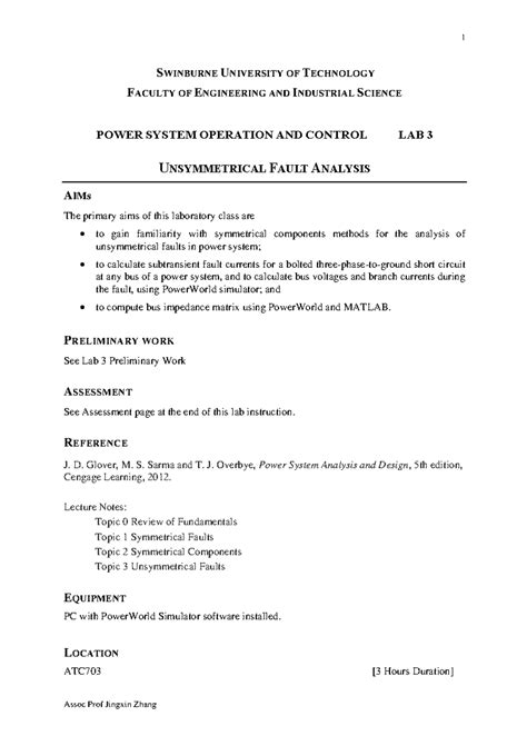 Lab Report Assoc Prof Jingxin Zhang SWINBURNE UNIVERSITY OF TECHNOLOGY FACULTY OF