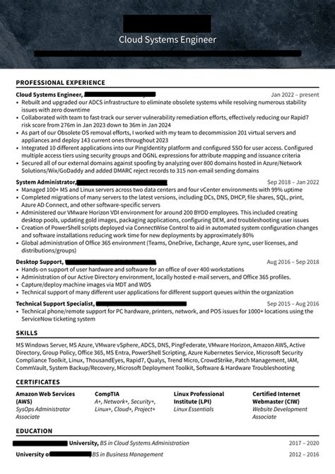 Cloud Systems Engineer Not Getting Callbacks Any Suggestions Would Be