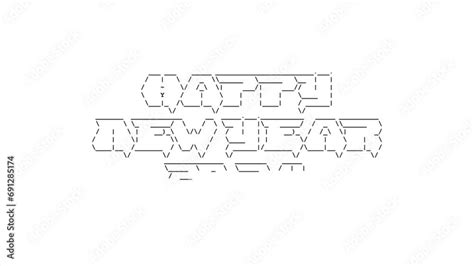 Happy New Year 2024 Ascii Animation Loop On White Background Ascii
