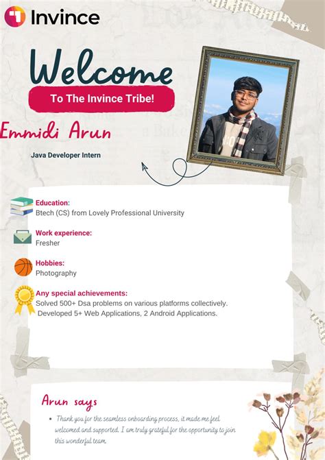 Arun E On Linkedin Javadeveloper Internship Onboarding Codelife Newbeginnings