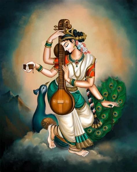 Lord Saraswati Mother Of Knowledge Maa Saraswati Hindu Swan Lord