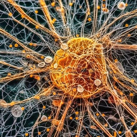 A Macro View Of A Neuron Inside A Brain Nerve Cell Generative Ai Stock Illustration