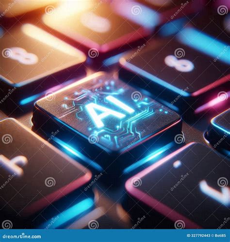 Illuminated Laptop Keyboard With Ai Button Futuristic Depictions Of Artificial Intelligence
