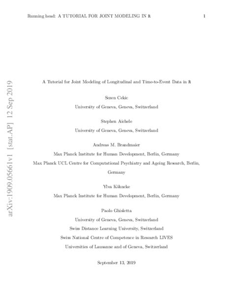 Pdf A Tutorial For Joint Modeling Of Longitudinal And Time To Event