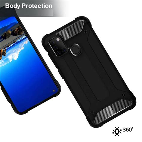 SDTEK Rugged Case For Samsung Galaxy A21s Carbon Shockproof Hybrid Black
