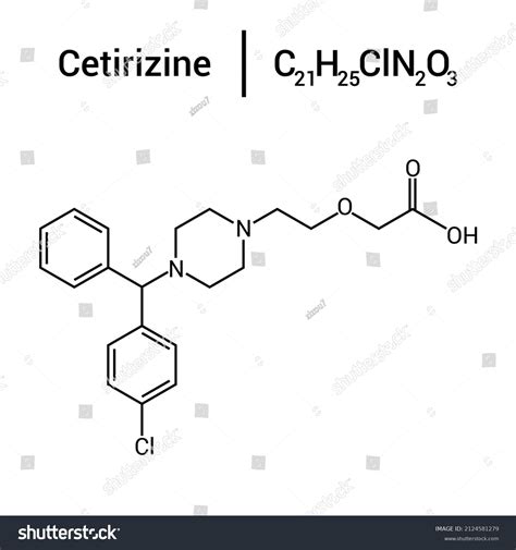 Chemical Structure Cetirizine C21h25cln2o3 Stock Vector Royalty Free 2124581279 Shutterstock