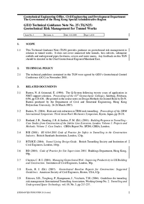 Pdf Geotechnical Risk Management For Tunnel Works Tgn25 2a
