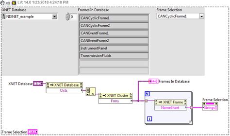 selecting xnet frame or xnet signal without selecting database for each
