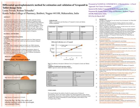 Differential Spectrophotometric Method For Estimation And Validation Of Verapamil In Tablet