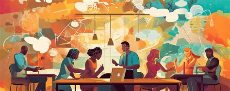 Illustration Of A Collaborative Brainstorming Session With Creative Ideas And Innovative