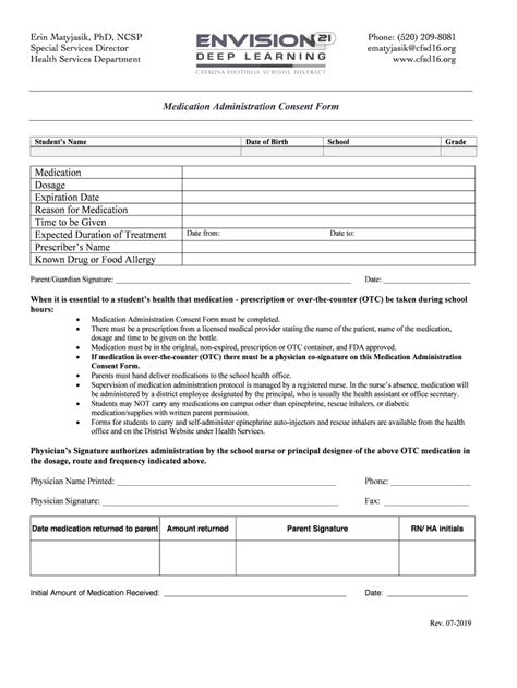 Fillable Online CFSD Medication Administration Consent Form Fax Email Print PdfFiller